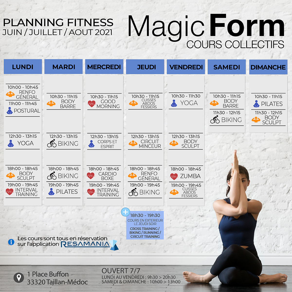Planning Programme Cours Collectifs Fitness - Salle de sport Taillan ...
